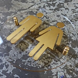 Floating Gold Unisex Restroom Sign - Men Women Handicap Bathroom ...