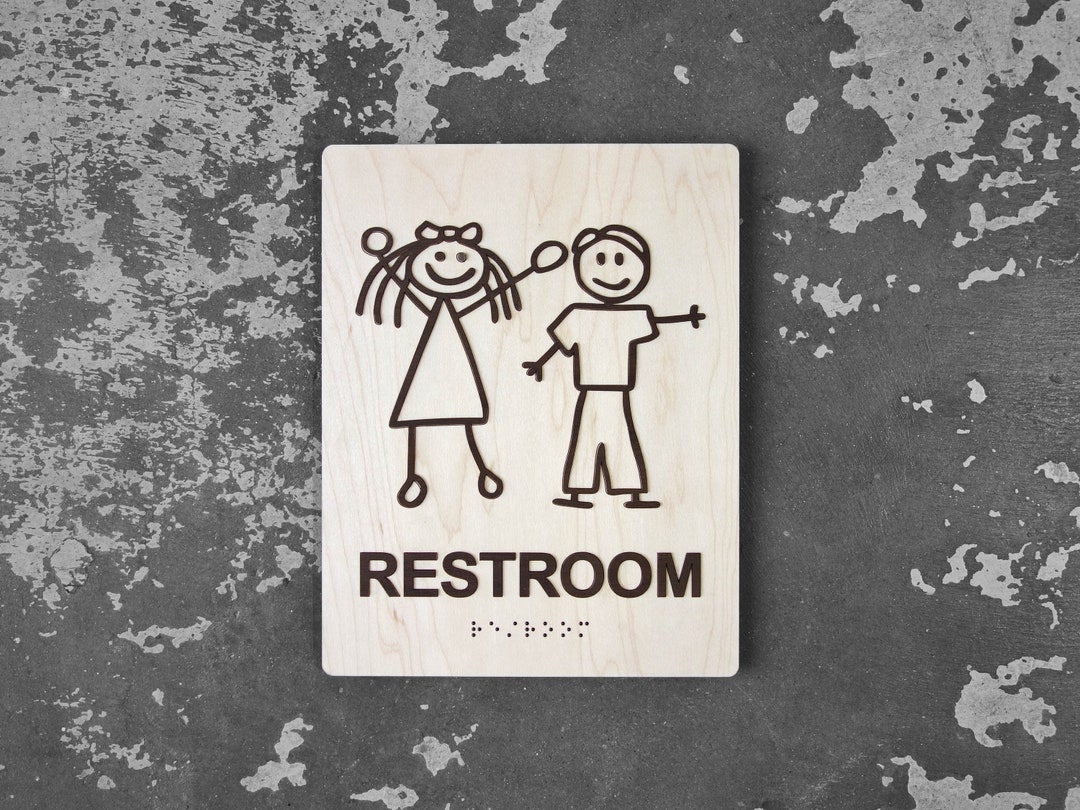 Kids Restroom Braille Wood Sign - Children's Bathroom - School ...