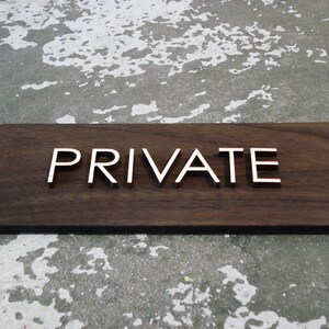 Private Office Door Wood Sign - Raised Lettering - 3"x8" Size - Modern ...