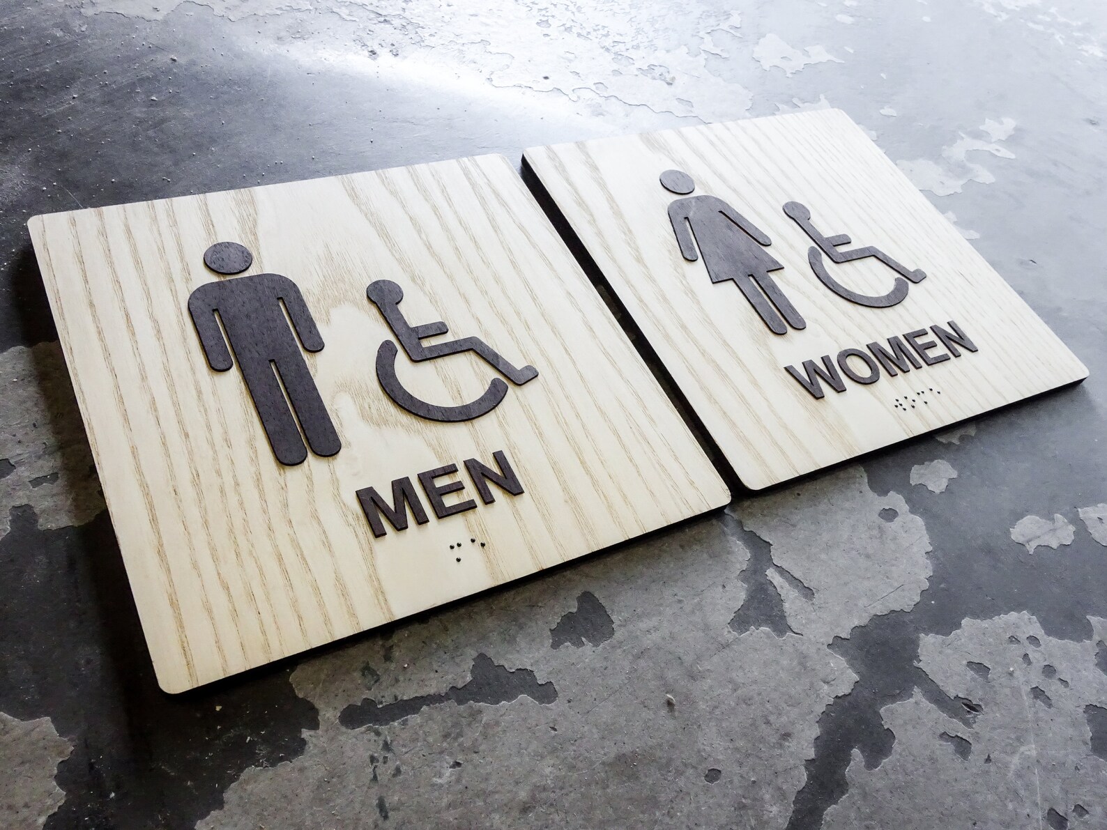 ADA Braille Wood Restroom Signs ADA Compliant - Etsy
