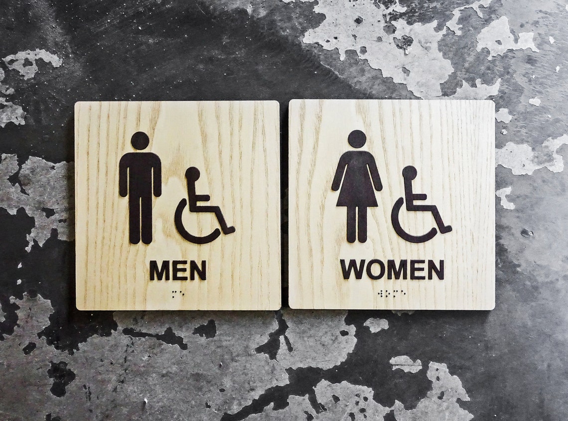 ADA Braille Wood Restroom Signs ADA Compliant - Etsy