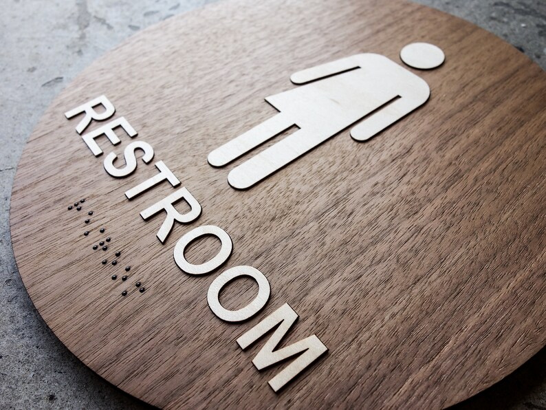 Gender Neutral Wood Restroom Sign - Various Wooden Finishes - Unisex ...
