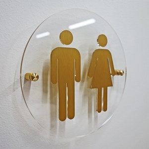Floating Gold Unisex Restroom Sign - Men Women Handicap Bathroom ...