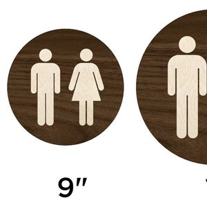 Unisex Mirror Restroom Bathroom Sign - WC Signage - 6", 9" or 12" Sizes ...