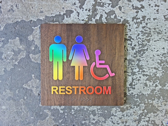 Handicap Bath Sign Modern Design Bathroom, Restroom, Shower ADA Signs