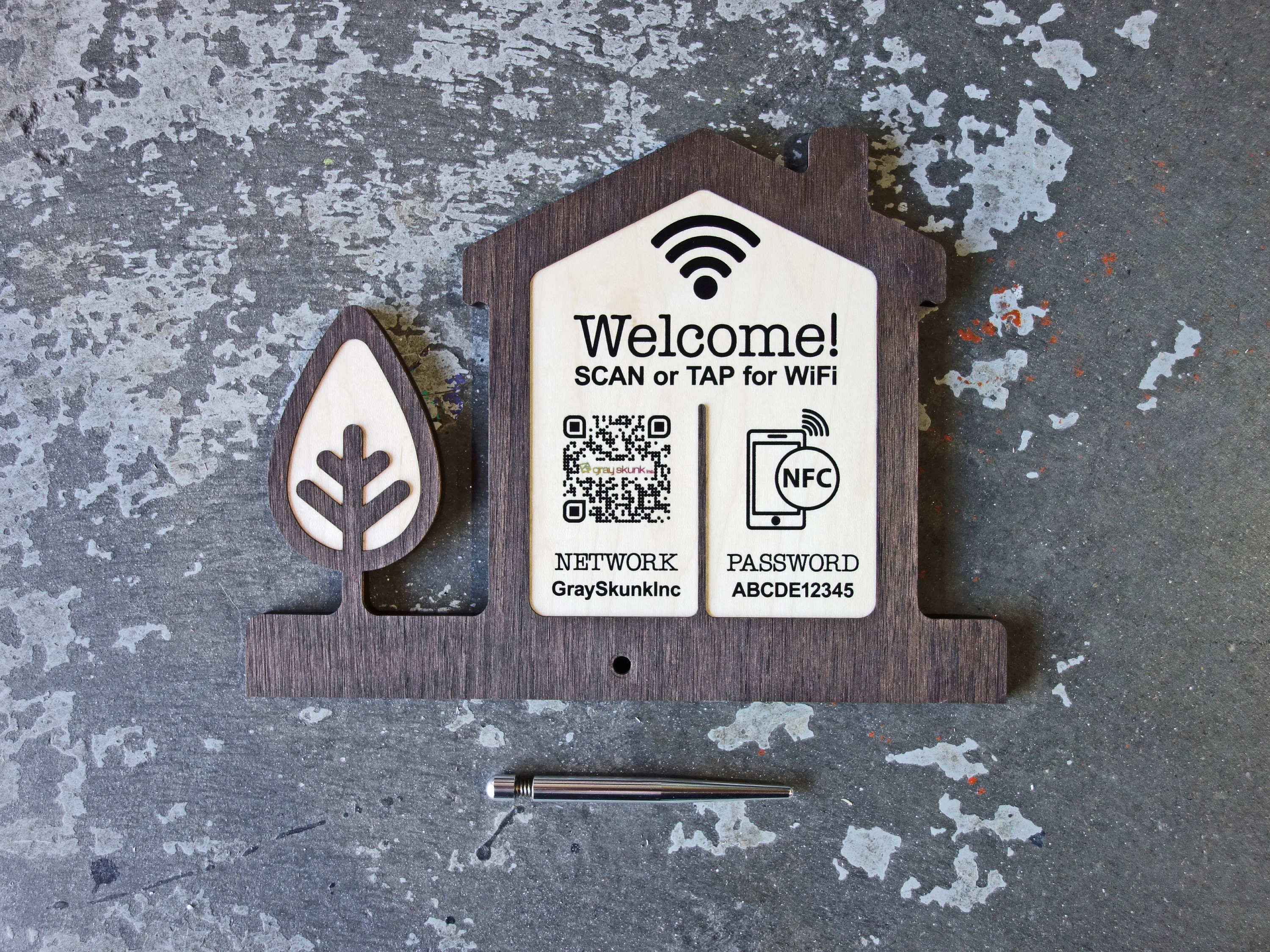 Airbnb VRBO Wifi Internet Sign - Wood NFC & QR Code Login - Tap or Scan ...