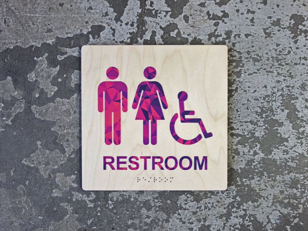 ADA Colorful Restroom Bathroom Sign - Geometric Design - 8"x8" Size ...