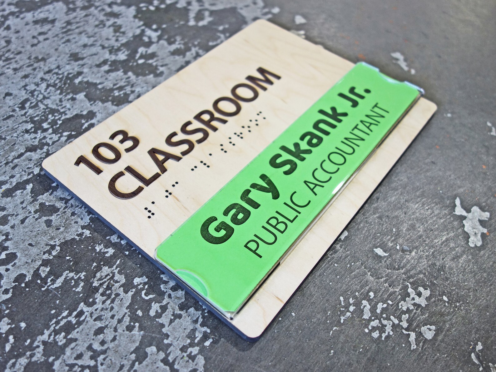 Changeable Insert Wood Room Sign - Custom Classroom With Braille ...