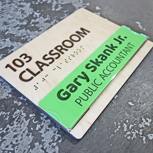 Changeable Insert Wood Room Sign - Custom Classroom With Braille ...