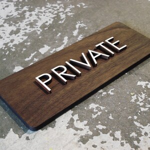 Private Office Door Wood Sign - Raised Lettering - 3"x8" Size - Modern ...