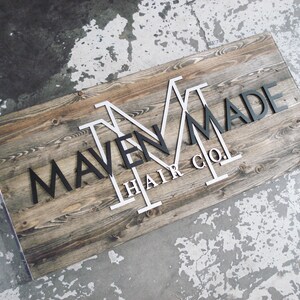 Large Custom Gray Wood Sign - Hair Salon Spa Signage - Real Wood ...