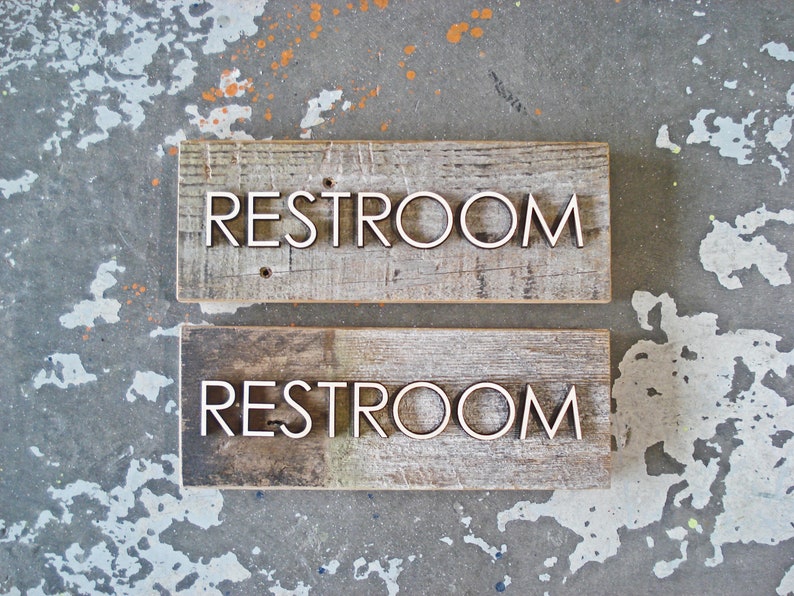 Reclaimed Barnwood Restroom Sign Rustic Bathroom Decor | Etsy