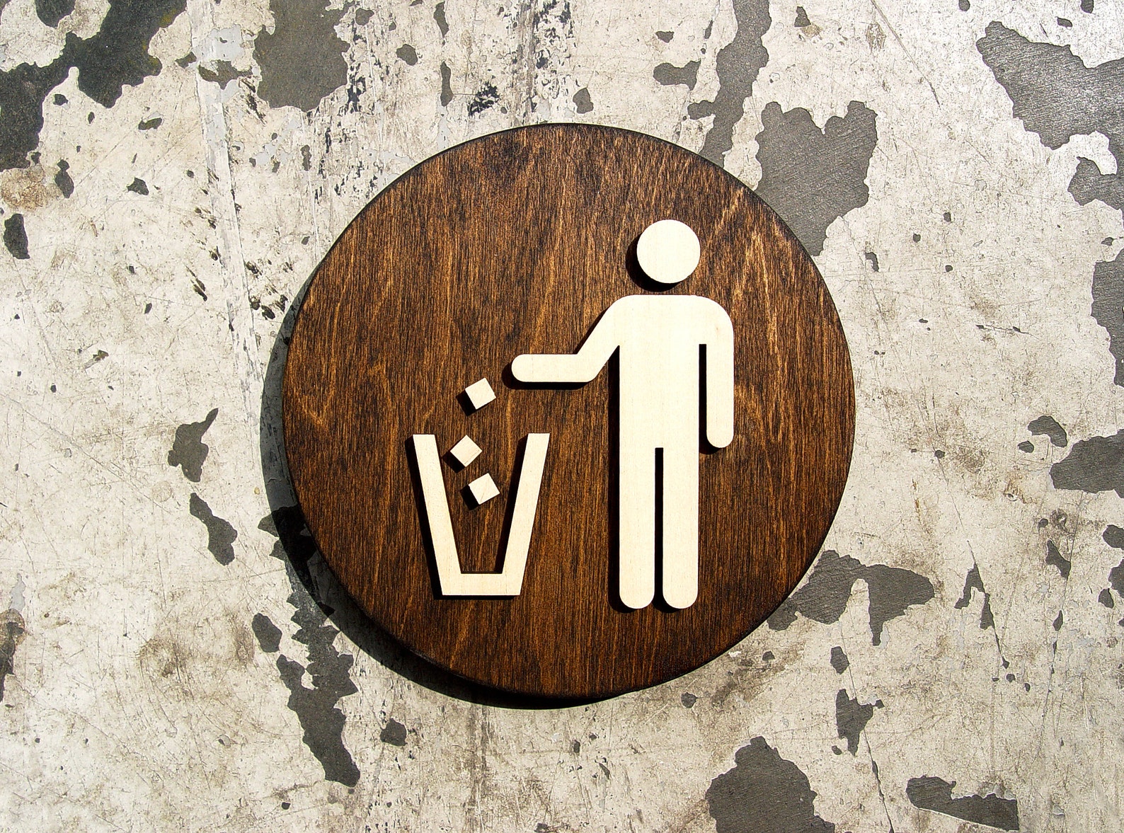 Trash Bin Disposal Office Sign - 6", 9" or 12" Size - Garbage Symbol ...