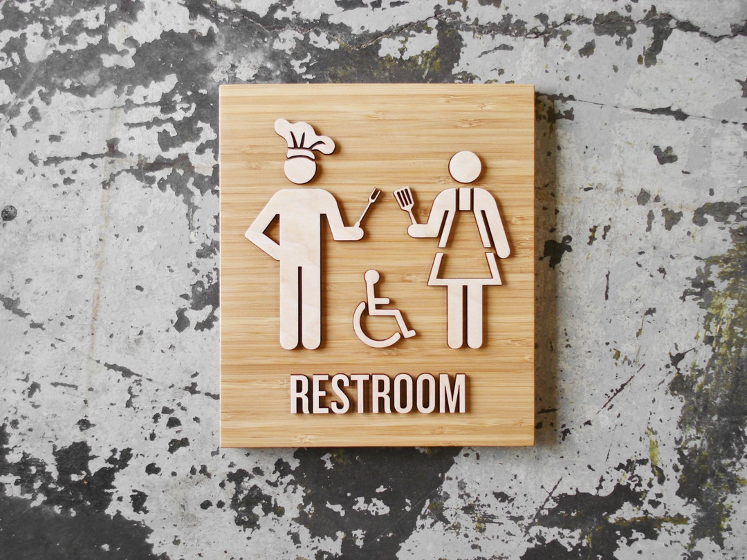 Cooking Theme Restroom Unisex Sign - Unique Eatery Decor - 8"x9.25 ...