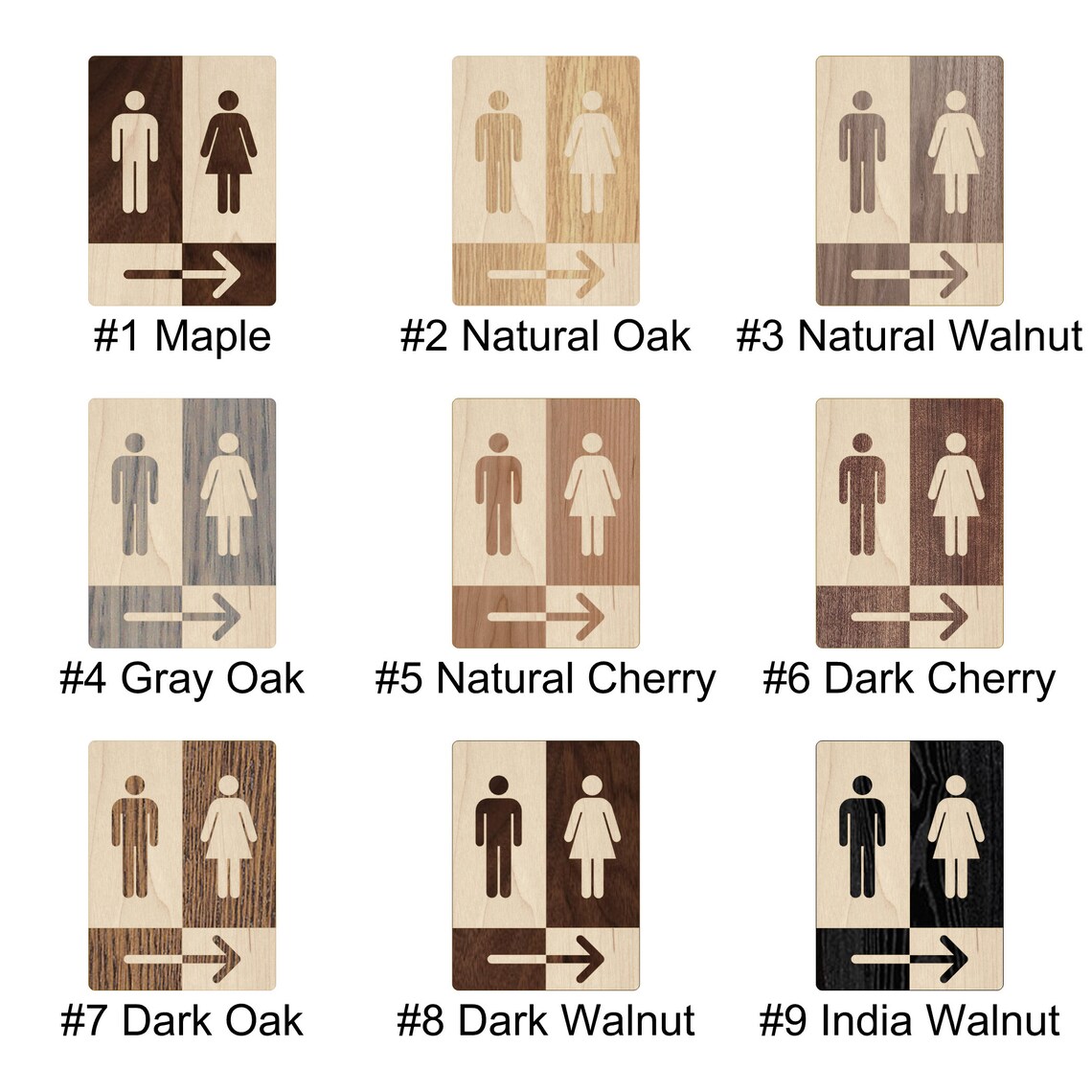Unisex Wood Restroom Arrow Sign - Male & Female - Directional Sign ...