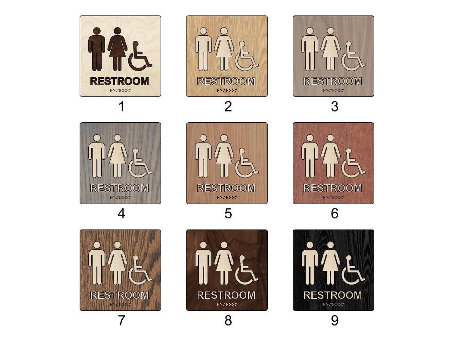 ADA Braille Restroom Sign Set Men Women Handicap Bathroom | Etsy