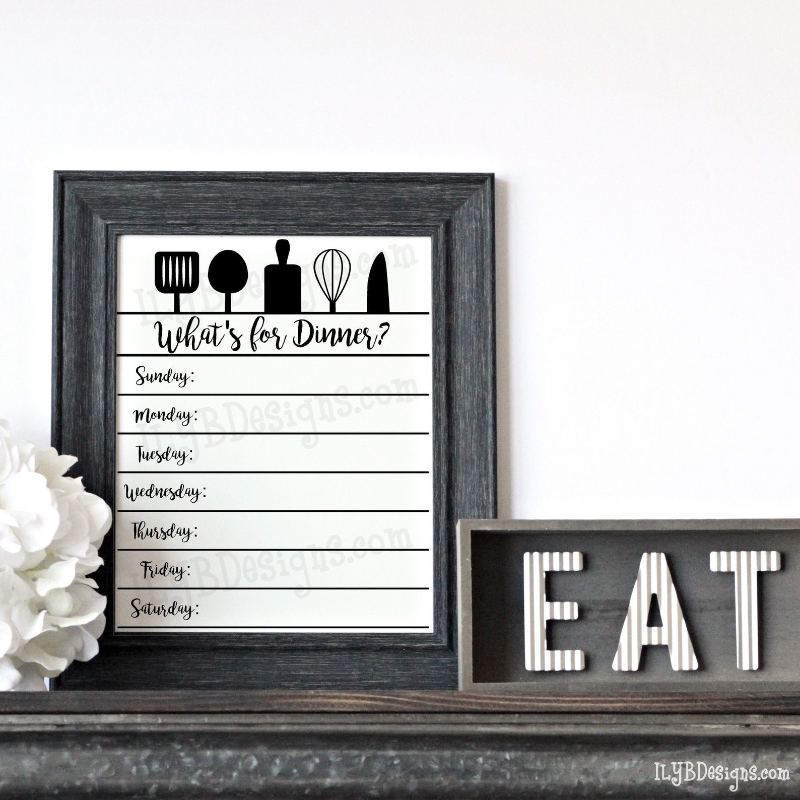 Weekly Menu Board PRINTABLE Dry Erase Menu Menu Planner | Etsy