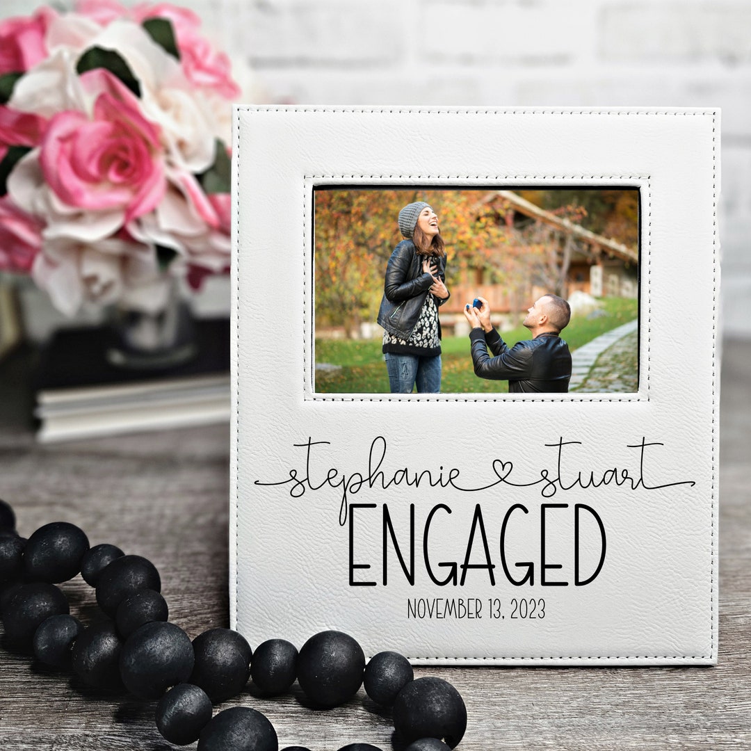 Personalized Engagement Frame | Engraved Frame With Couples' Names ...