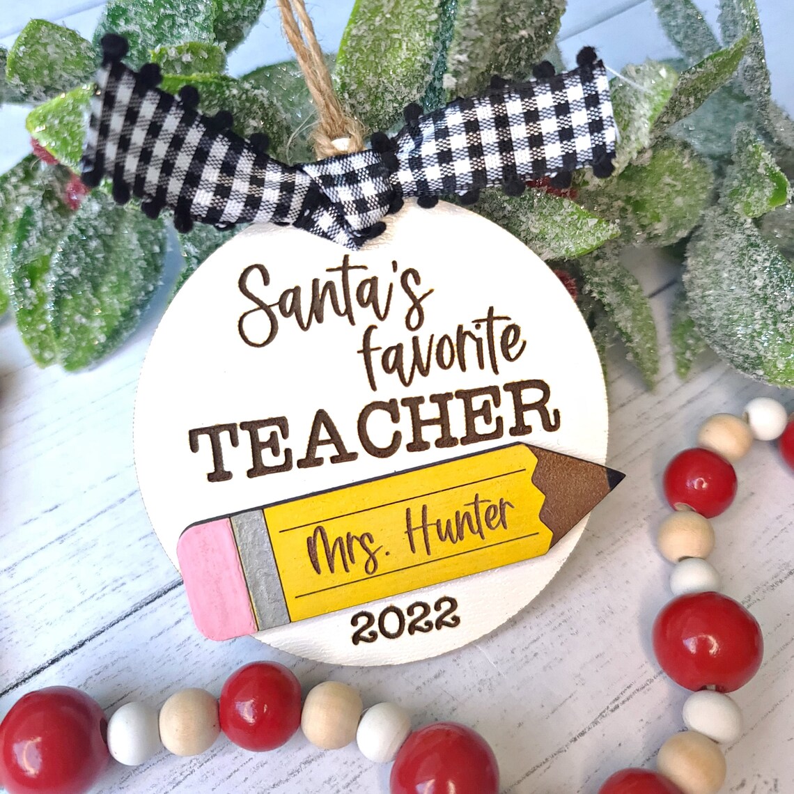 Santas Favorite Teacher Christmas Ornament Svg Laser Cut Etsy