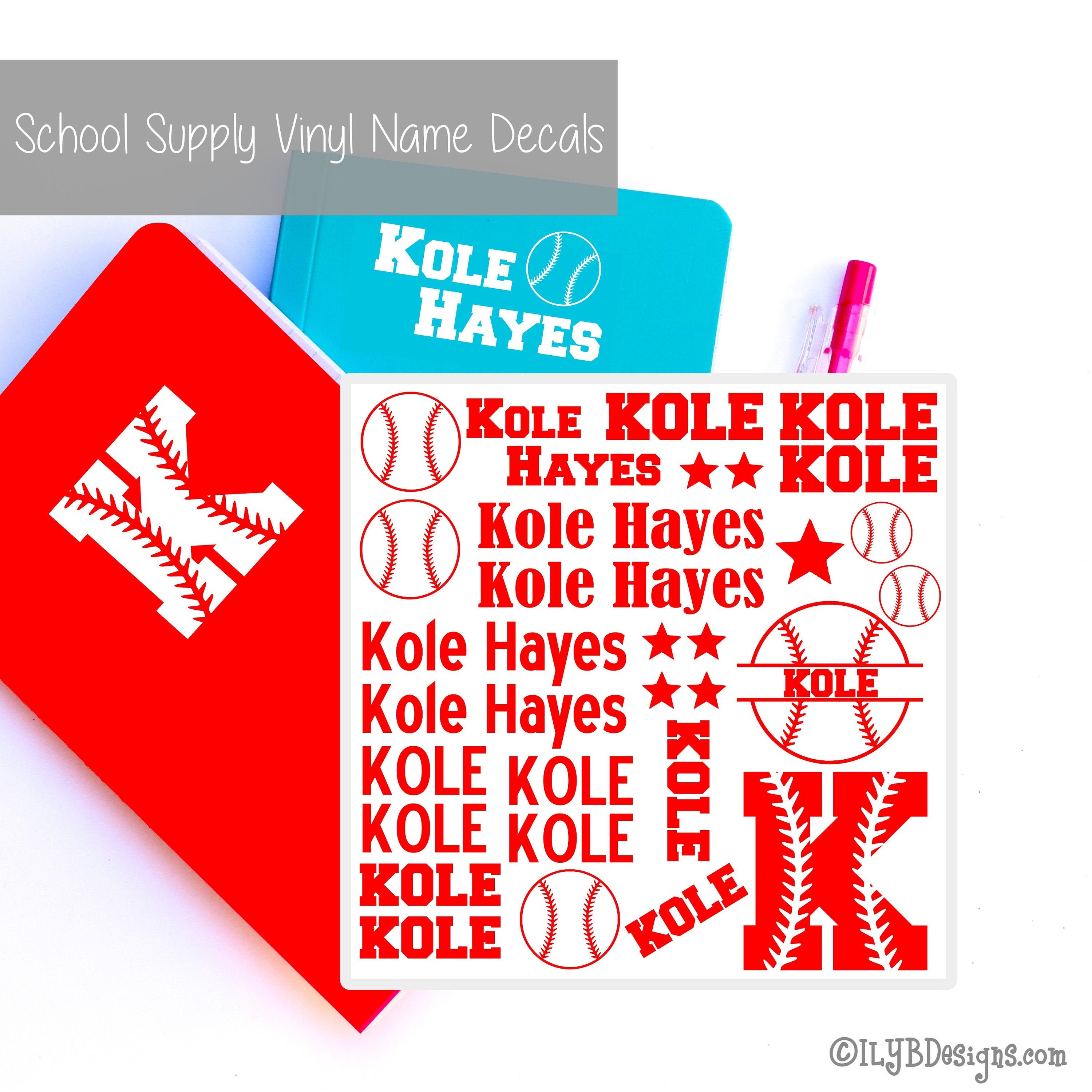 School Supply Name Labels Baseball Back to School Labels for | Etsy