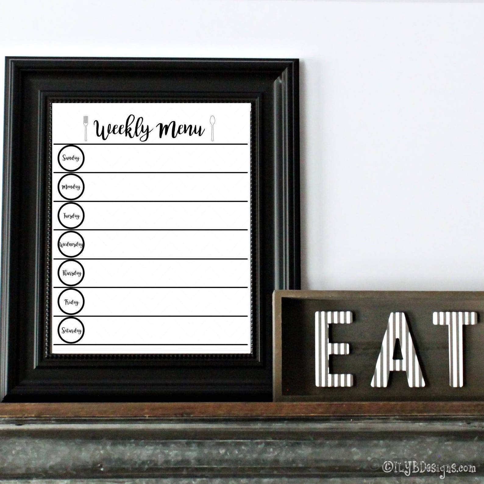 Weekly Menu Board PRINTABLE Dry Erase Menu Menu Planner | Etsy
