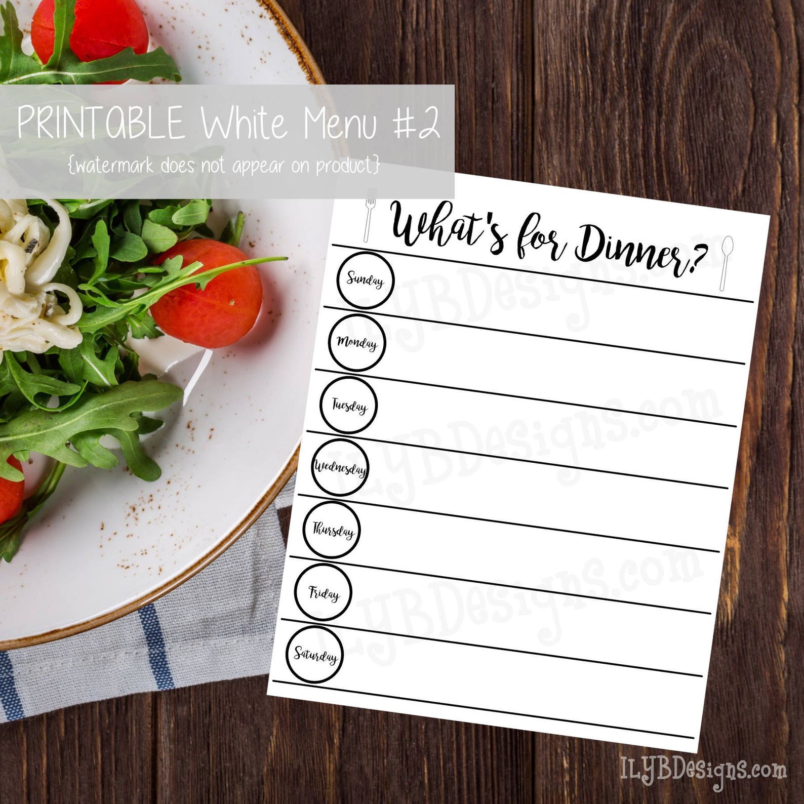 Weekly Menu Board PRINTABLE Printable Menu Dry Erase Menu - Etsy