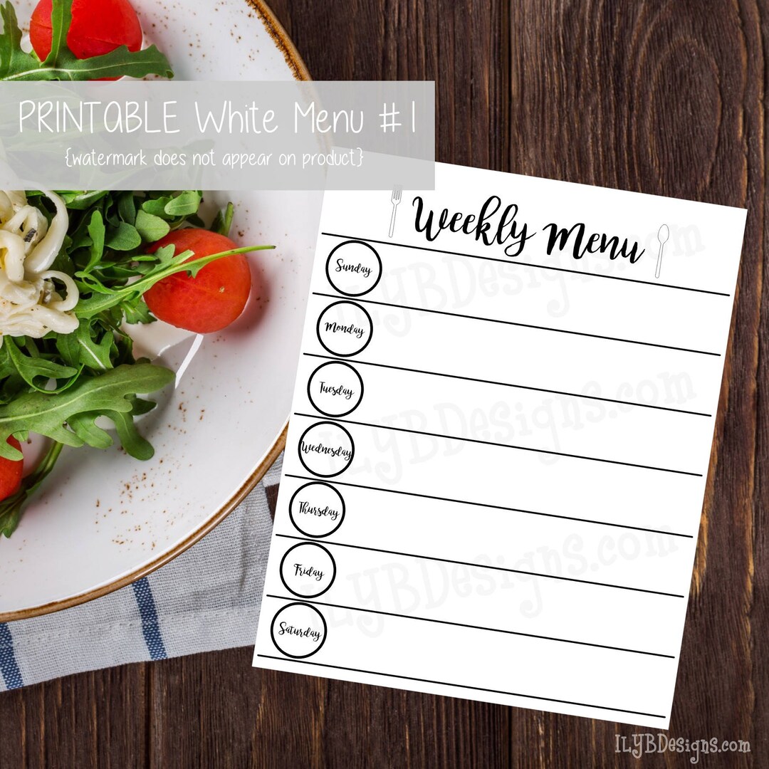 Weekly Menu Board PRINTABLE Dry Erase Menu Menu Planner - Etsy