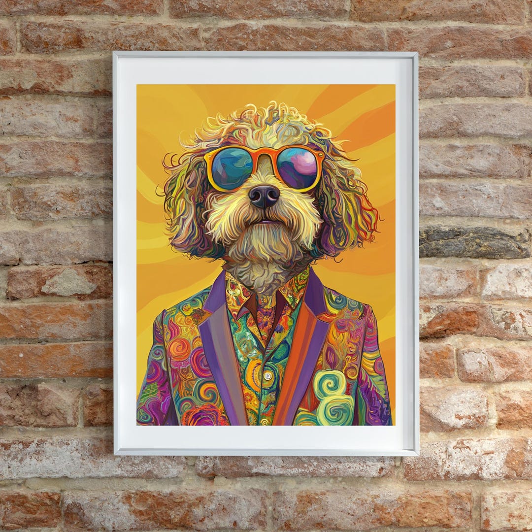 Hippy Cockapoo Print, Cockapoo Wall Art, Fun Dog Print, Cockapoo Gift ...