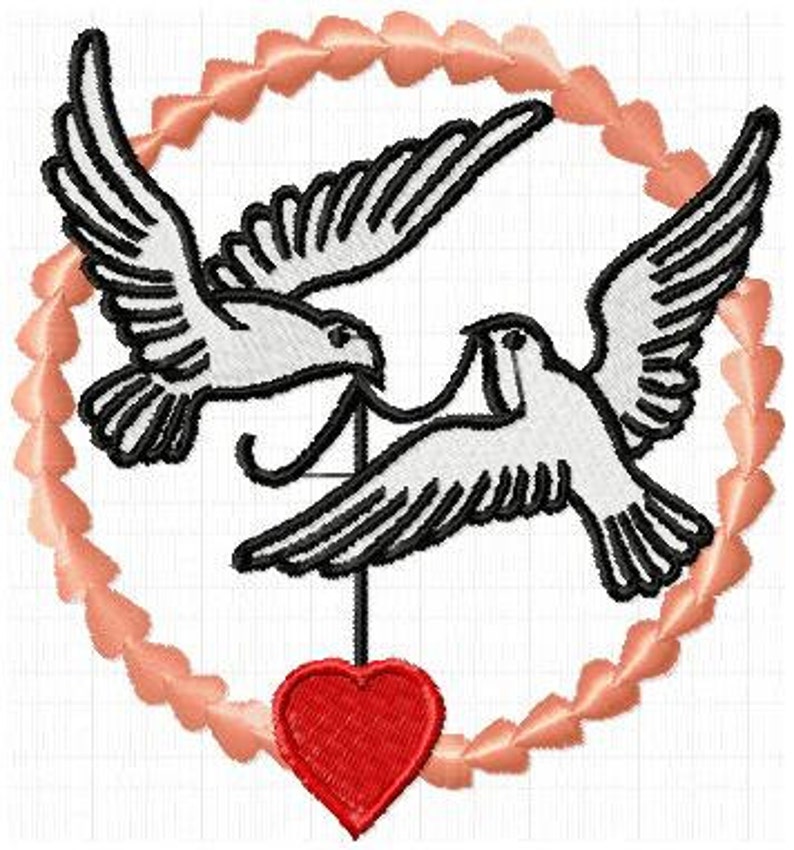 Wedding Doves Embroidery File Instant Download - Etsy