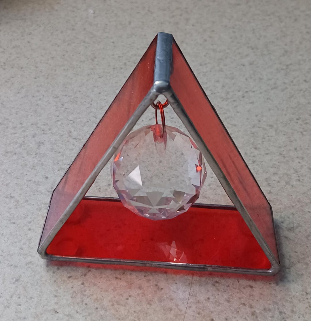 Stained Glass Triangle W/ X Large Crystal Prism Sphere - Etsy