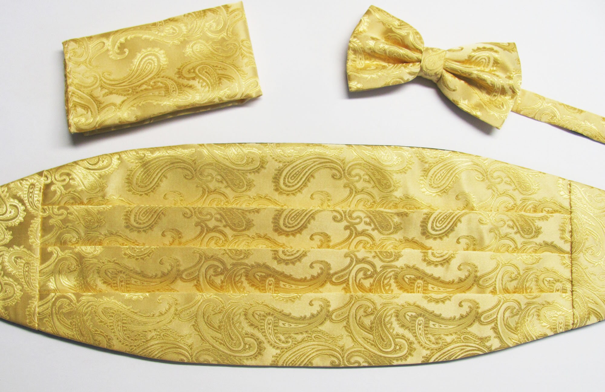 Mens Gold Paisley Satin Cummerbund Set Adjustable Back With | Etsy