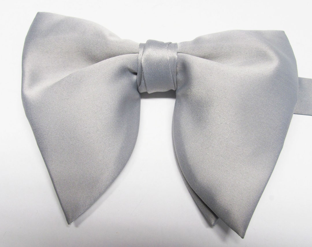 Mens Silver Gray 2 Tiered Tear Drop Bow Tie With Custom Double Wrapped Fancy Knot - Etsy