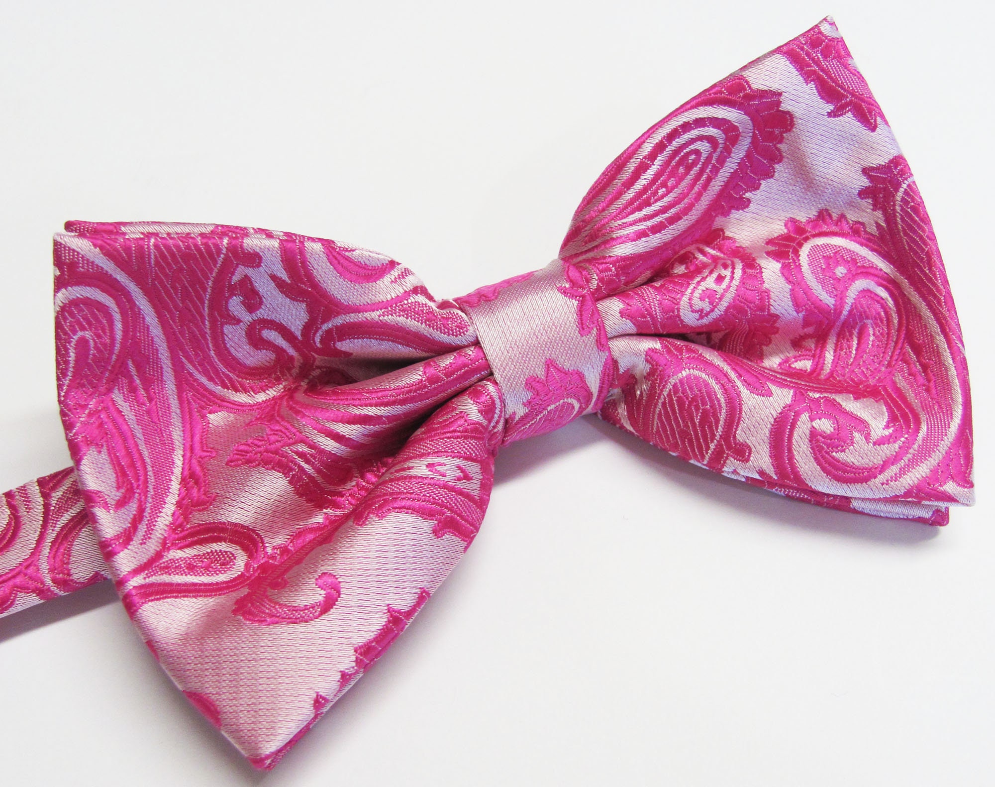 Mens Bowtie Fuschia Hot Pink Raspberry on Pink Paisley with - Etsy