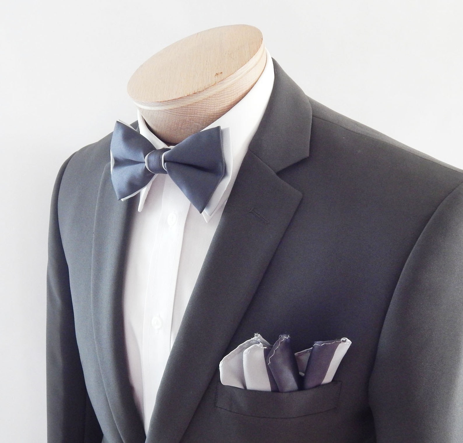 Mens Bowtie Extra Fancy Two Colored Fabric Bow Tie With Pocket - Etsy