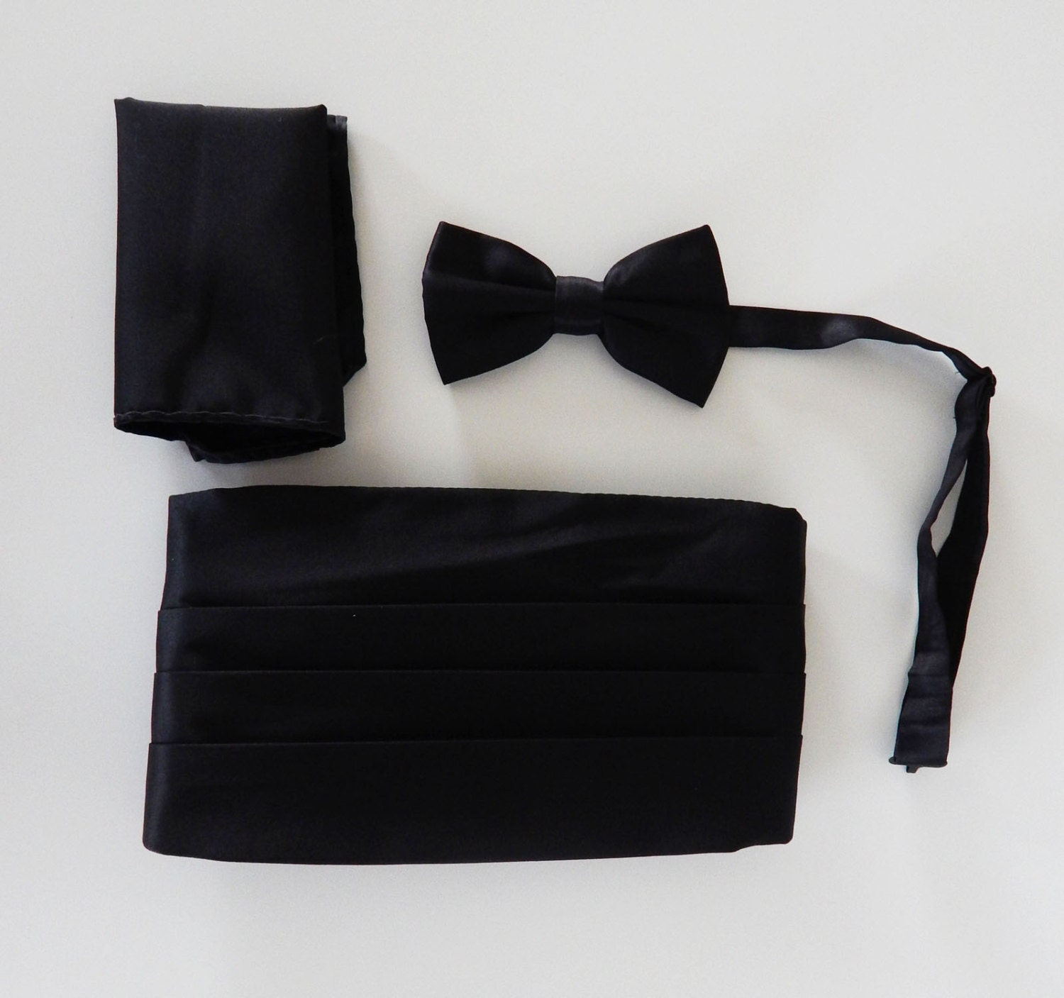 Mens Cummerbund Black Satin Cummerbund Set Adjustable Back | Etsy