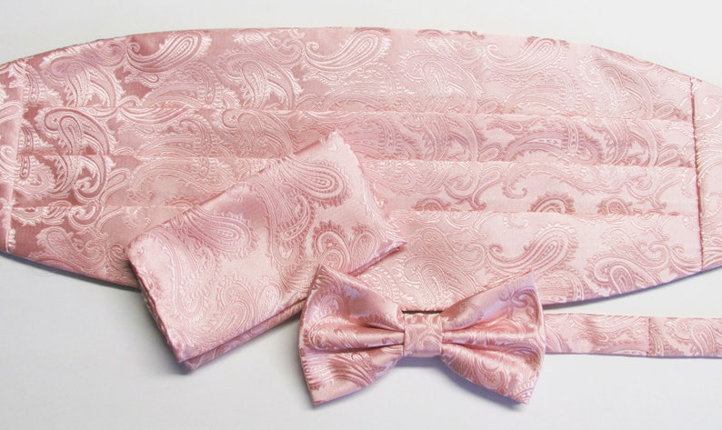 Mens Pink Paisley Satin Cummerbund Set Adjustable Back With - Etsy