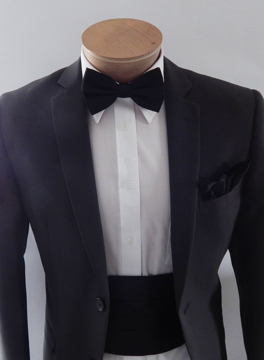 Mens Cummerbund Black Satin Cummerbund Set Adjustable Back With Tie and ...