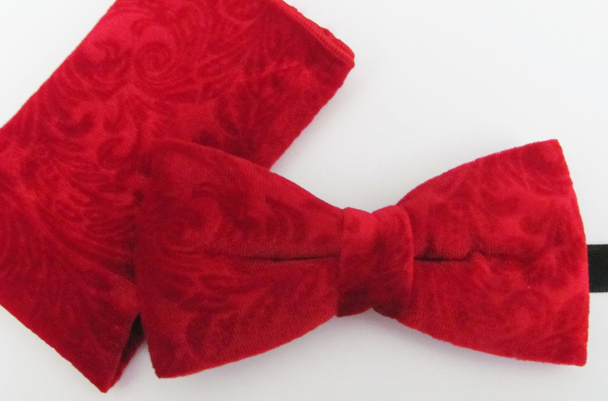 Red Floral Velvet Embossed Fabric With Free Pocket Square - Etsy