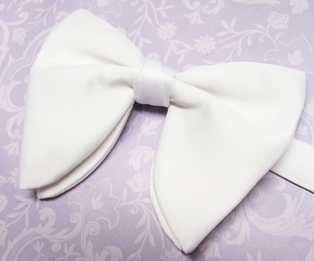 Mens White Bright White 2 Tiered Tear Drop Bow Tie With Custom Double Wrapped Fancy Knot - Etsy