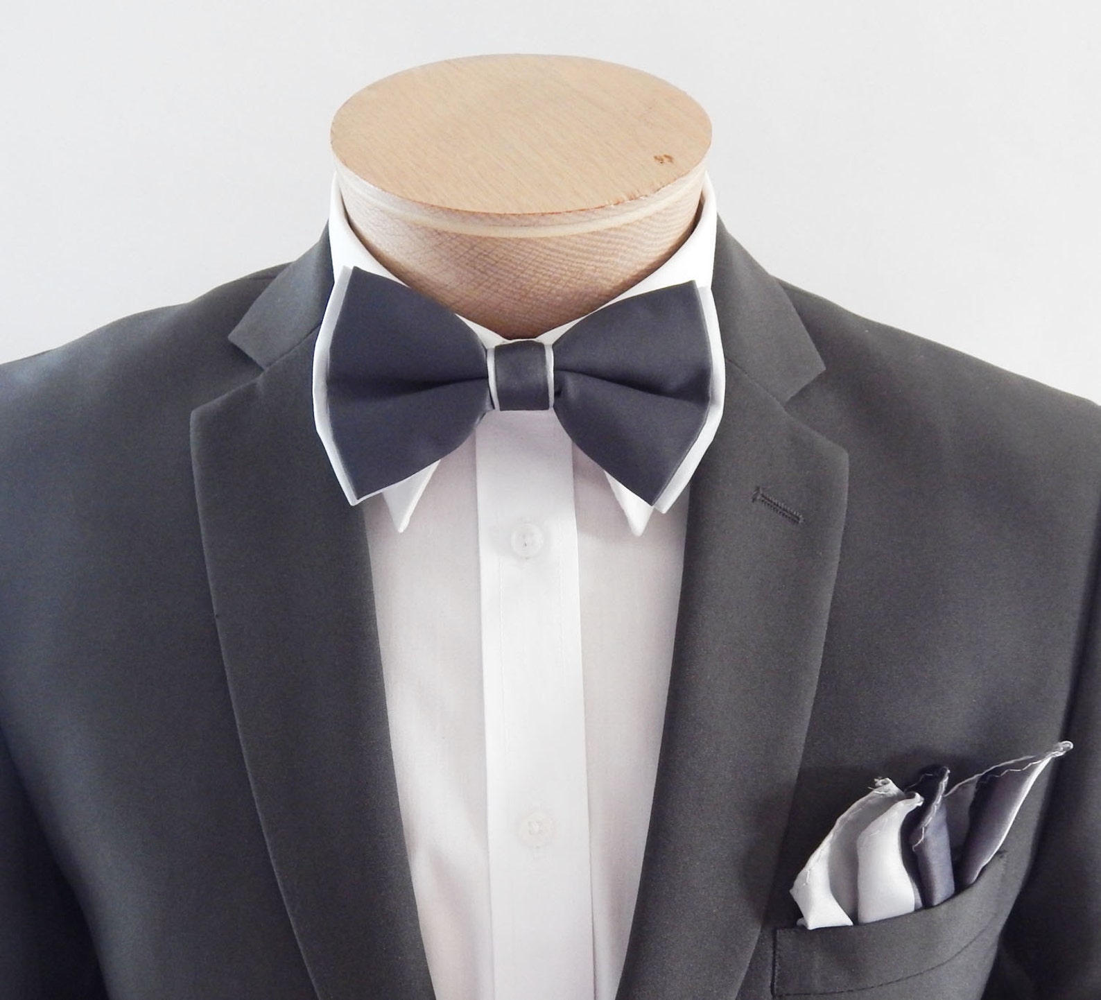 Mens Bowtie Extra Fancy Two Colored Fabric Bow Tie With Pocket - Etsy