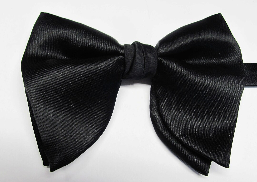 Mens Black Classic 2 Tiered Tear Drop Bow Tie With Custom Double Wrapped Fancy Knot - Etsy