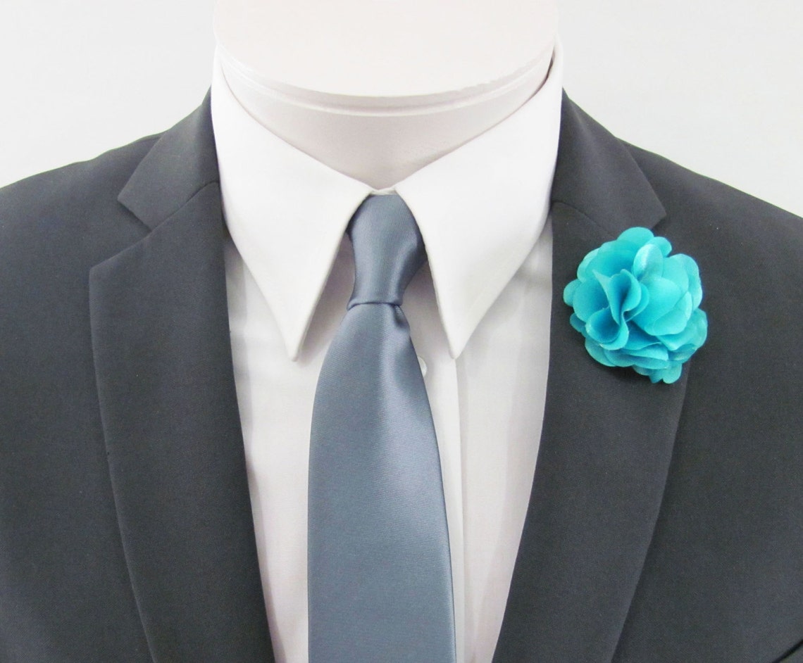 Light Blue Silk Flower Boutonniere With 2 Inch Stick Lapel Pin - Etsy