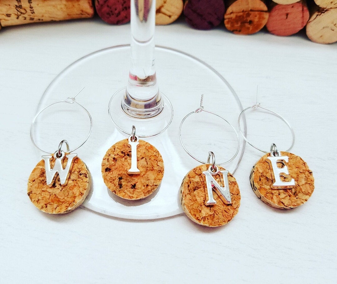 Custom Wine Charms - Personalized Wine Cork WINE GLASS CHARMS ...