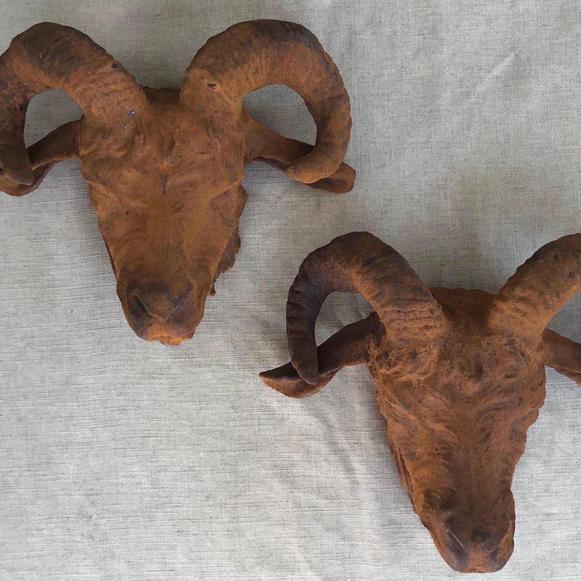 Architectural Cast Iron Rams Heads Mount Statues Garden Architectural ...
