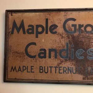Antique Candy Sign Maple Fudge Sign Folk Art Sign Farm Sign Maple Grove ...
