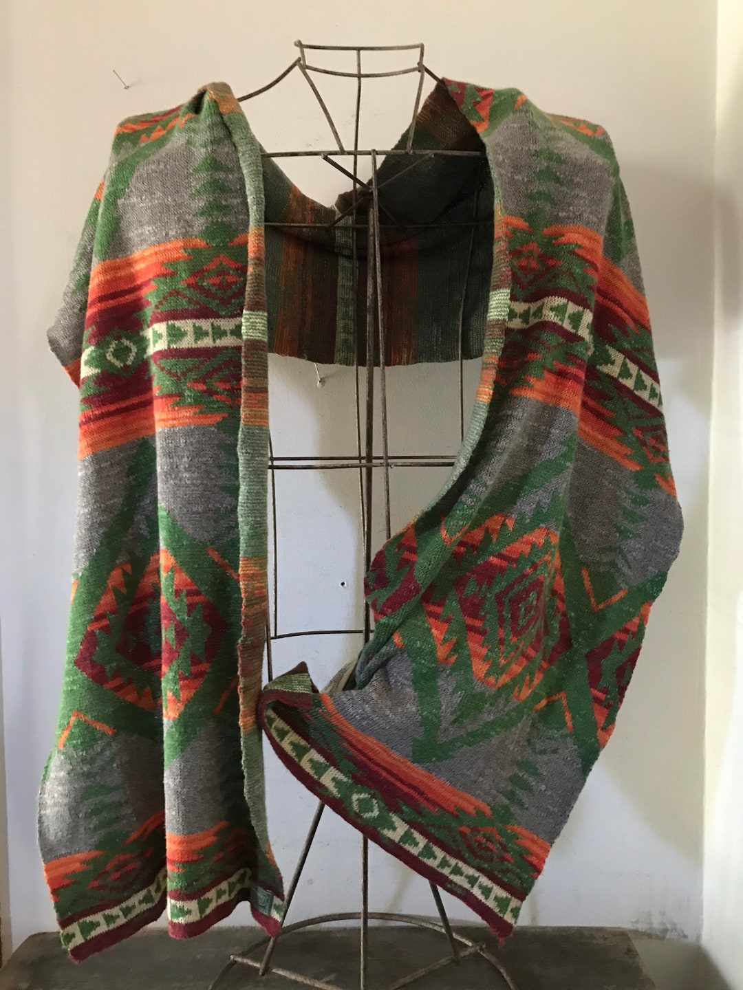 Ralph Lauren Beacon Scarf Serape Scarf Shawl Aztec Indian Blanket ...