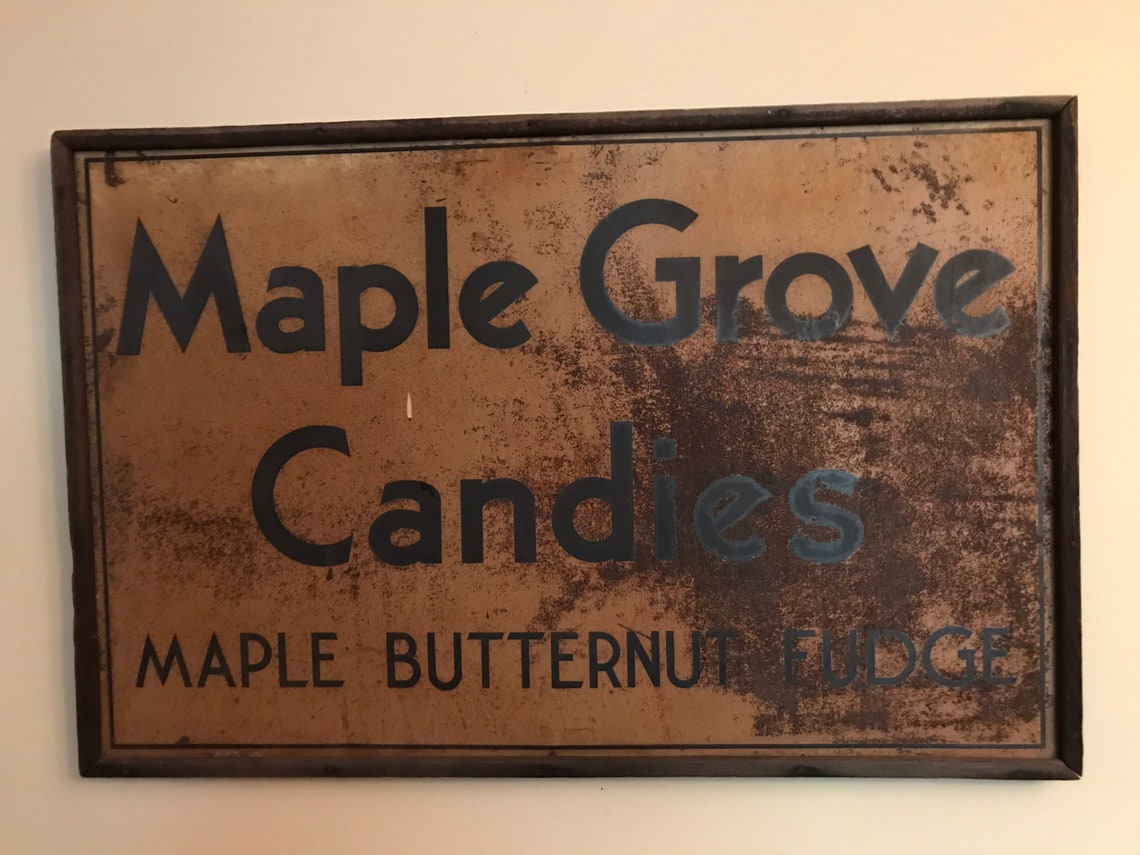 Antique Candy Sign Maple Fudge Sign Folk Art Sign Farm Sign Maple Grove ...