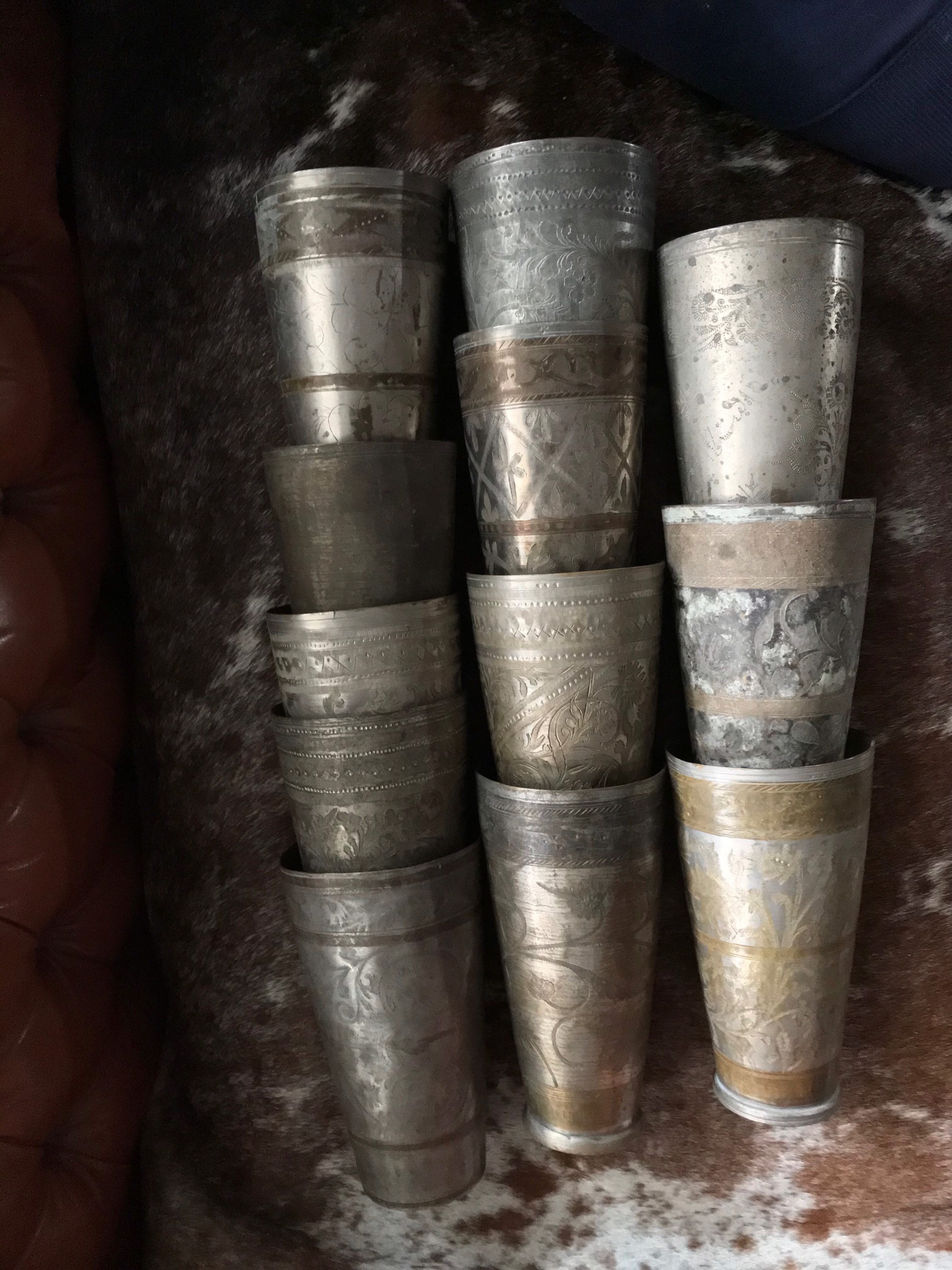 Antique Tribal Cup Indian Lassi Cup Silver Beaker Bride’s Cup Brass ...