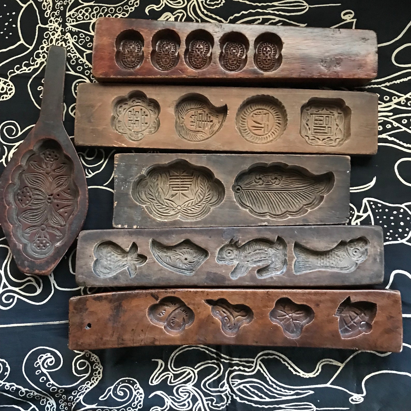 Antique Japanese Wooden Molds Japanese Rice Wood Molds Architectural ...
