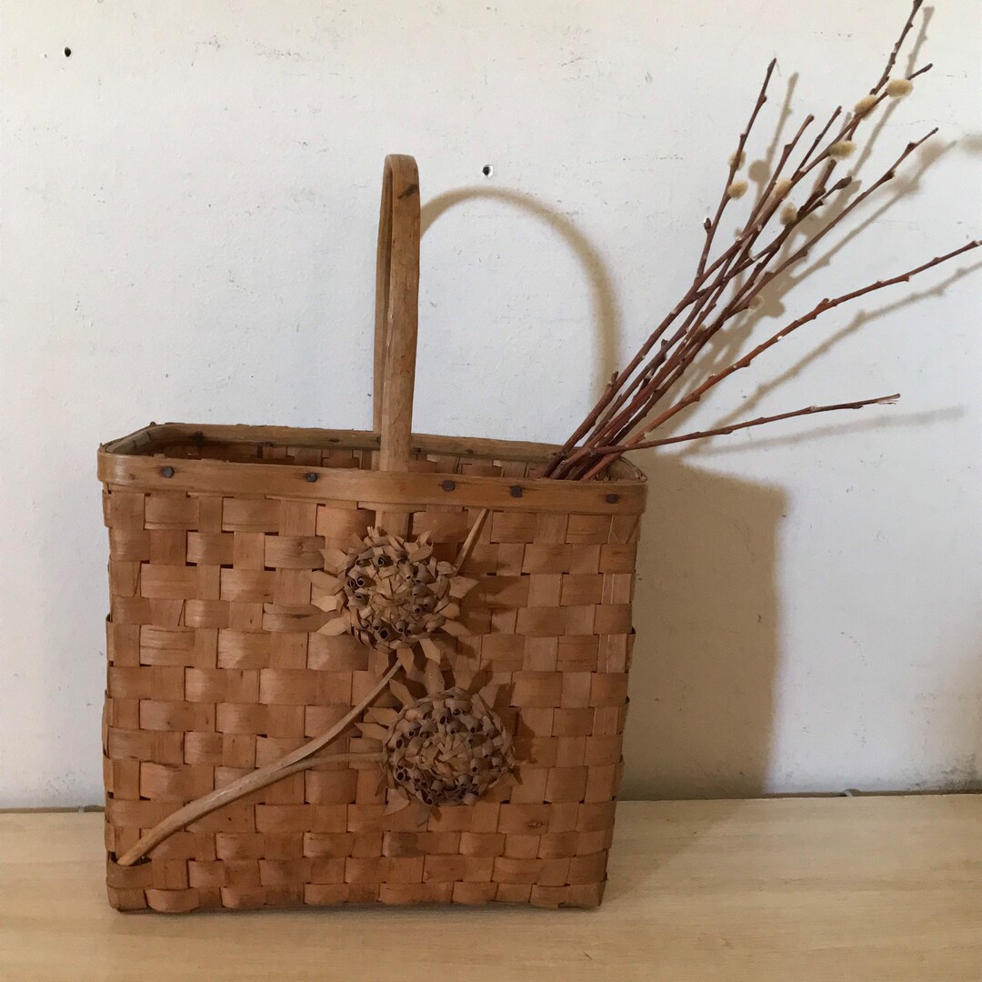 Antique Maine Basket Native American North East Tribal Gathering Basket ...